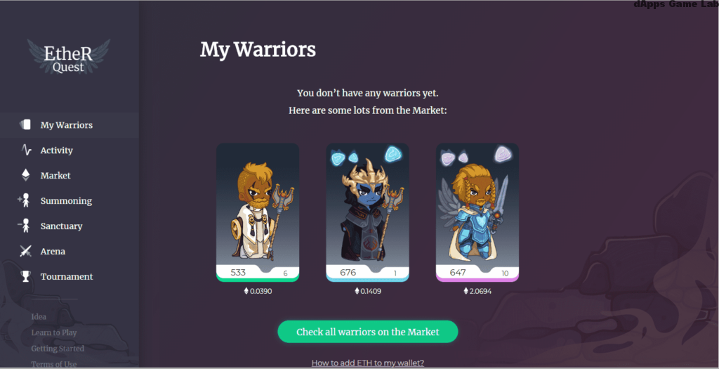 Ether Quest (イーサクエスト) | dApps Game Lab